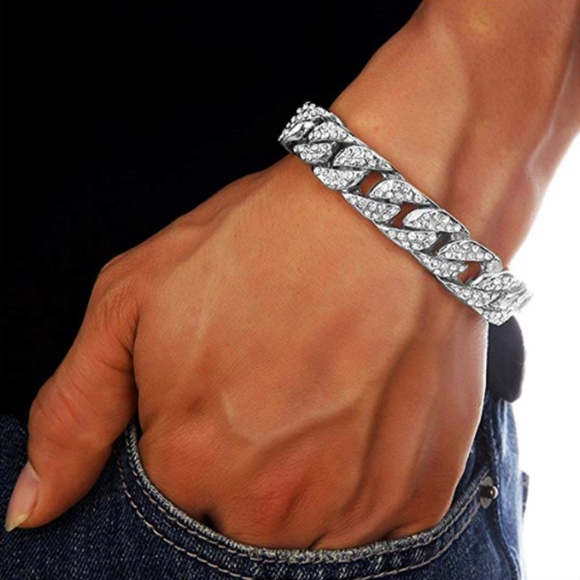 KingsTrend | Accessories | New Mens Curb Cuban Silver Wrist Chain ...
